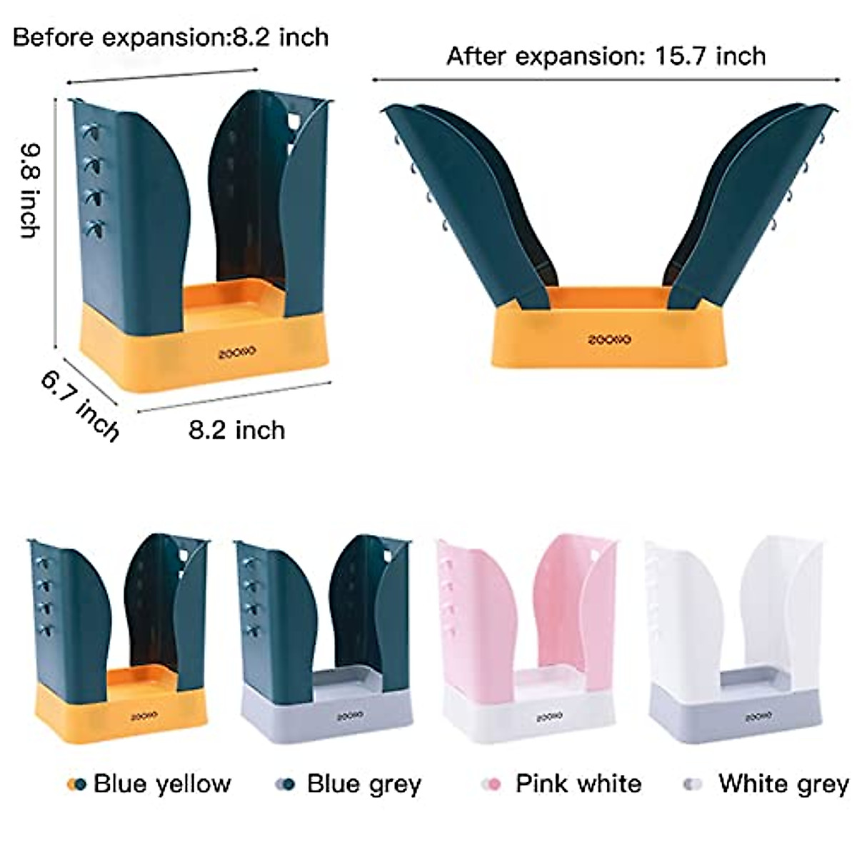 Asitp Plastic Small Trash Can, 9-Gear Adjustable Size Multifunction Garbage Can, Detachable Design Trash Bags Holder for Home, Office and Outdoor, Garbage Bag Not Fall Off