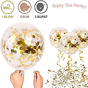 Green and Gold Confetti Balloons,50 Pack 12 Inch Sage Green Gold Party Balloons for Birthday Baby Shower Wedding Graduation Party Decoration with 5ft Gold Triangle Banner