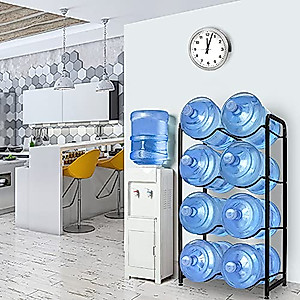 Water Cooler Jug Rack for 5 Gal Water Bottle, Water Bottle Rack, Water Bottle Holder, 4-Tier Heavy Duty Water Bottle Holder Storage Rack for 5 Gallon Water Dispenser, Nano Steel, Space Saver (Black)