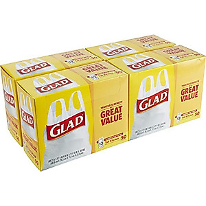 GLAD Tall Kitchen Trash Bags, 13 Gallon Handle Tie Trash Big for Kitchen, Unscented, 50 Count (Pack of 4)