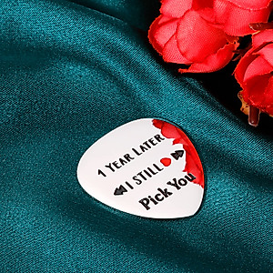 1 Year Anniversary Present Gifts for Boyfriend Girlfriend Men Women Him Her Musician Boyfriend Guitar Pick One Year Wedding Anniversary Christmas Gifts for Husband Wife First Valentines Day Birthday