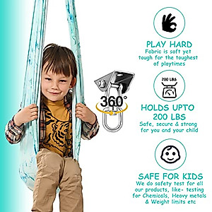 KABOER Indoor Outdoor Cuddle Sensory Swing,Therapy Hammock Swings with 360° Swivel Hanger Hanging Calming Compression Therapy Swing for Child&Adults to Play&Calm, Max Weight 200lbs,Marbling