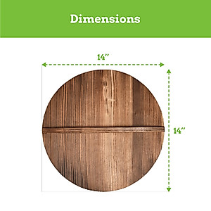 Nourished Essentials Wok Pan Wooden Lid - Cooking Pot Wood Cover - Enhance Your Cooking Experience with Versatile and Durable Pan Lid - Kitchen Accessory - Brown - 1.6''x14''x14''