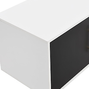 NOLLAM Mid Century Modern TV Stand, Two-Tone Media Entertainment Center for TVs up to 80", Home TV Console Table TV Cabinet with Removable Compartment, Metal Handles, TV Unit for Living Room, White