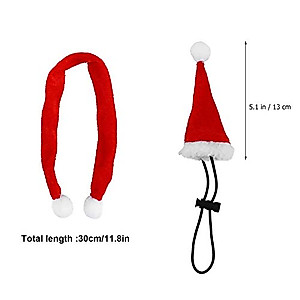 Hemobllo 2pcs Bearded Dragon Santa Hat for Lizard Reptile with Scarf Christmas Pet Costume Clothes Outfit for Xmas Holiday Party Photos Props Red