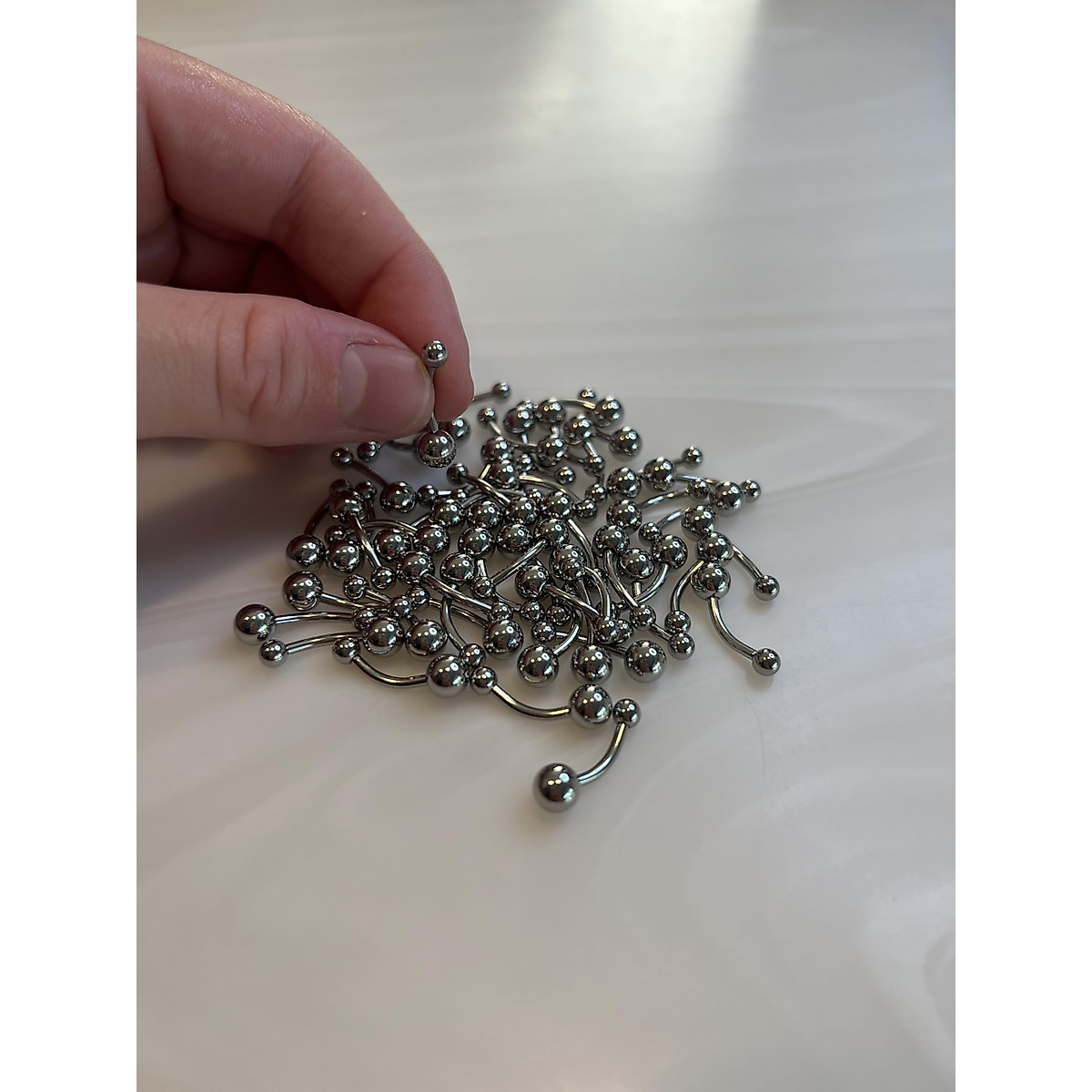 FIFTH CUE 14G Surgical Surgical Steel Belly Ring - 3/8" (10mm) 4x6mm Balls