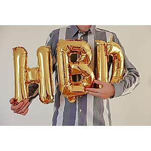[52 PCS] 16" Foil Gold Letter Balloons 2 Sets of A-Z, Mylar Aluminum Hanging Alphabet for Graduation New Year eve Birthday Party Decorations