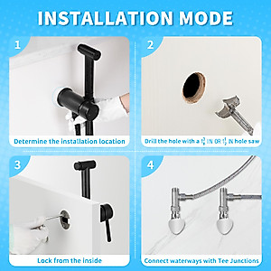 KWOCI Matte Black Handheld Bidet Sprayer for Toilet Warm Water Mounted on the Bathroom Vanity，Stainless Steel Hot and Cold Bidet Sprayer with Brass Mixing Valve for Feminine Hygiene、 Pet shower