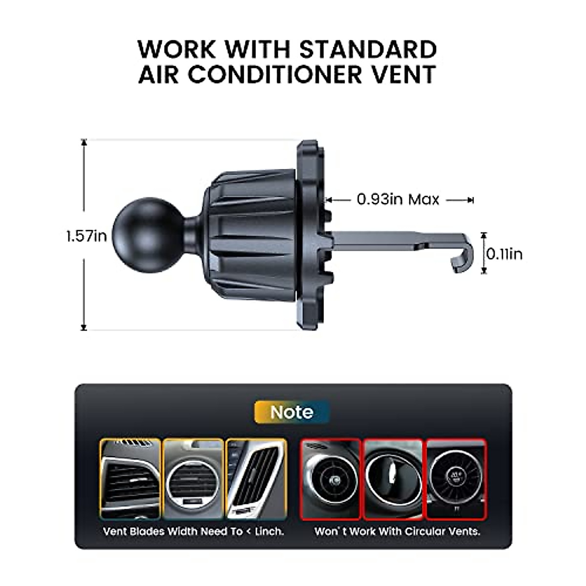 APPS2Car Wireless Car Charger Mount Vent, 15W Fast Charging Wireless Car Phone Charger, Compatible with iPhone 14 Pro/14, Samsung Galaxy S22/S21/S20, etc.
