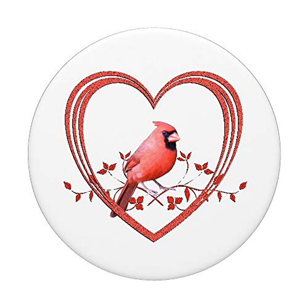 Northern Cardinal Bird in Heart PopSockets PopGrip: Swappable Grip for Phones & Tablets