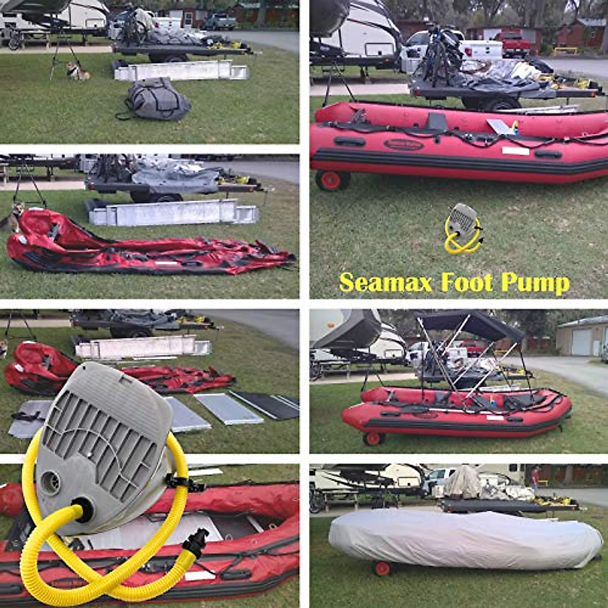 Seamax 7L Single Stage Foot Pump for Inflatable Boats, Max 3.6 PSI Support Inflation and Deflation