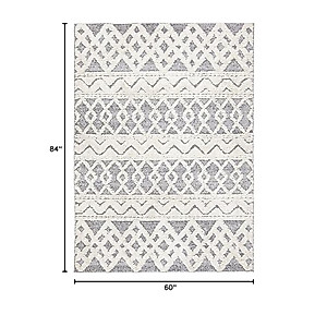 Rugshop Boho Tribal Geometric High-Low Soft Area Rug 5' x 7' Gray