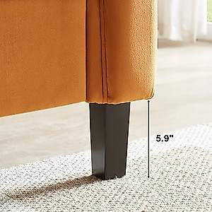 WILLOVE 58" Mid-Century Modern Velvet Sofa, 2 Seater Couch with Comfy Deep Seats, Small Loveseat Couch for Living Room Furniture with Two Throw Pillows, Easy to Install (Ginger)