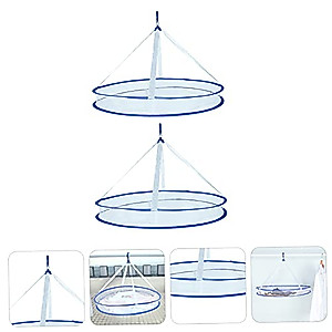 HOMSFOU 2pcs Drying Rack Foldable Laundry Rack Hanging Dry Windproof Cloth Dryer Outdoor Clothes Airer Drying Basket Single-Layer Clothes Basket Drying Hanger Sock Hanger Drying line Flat