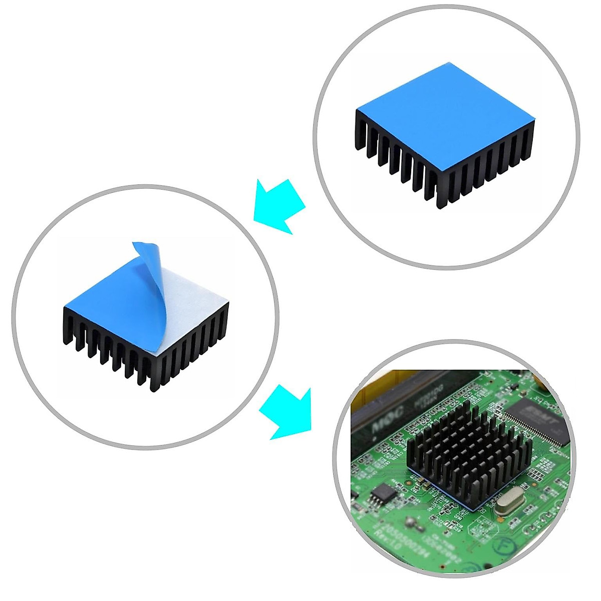 Easycargo 10pcs 25mm Heatsink Kit 25x25x10mm + 3M 8810 thermal conductive adhesive tape, cooler Aluminum Heat Sinks for cooling Raspberry Pi 4 GPU IC Chips LED (25mmx25mmx10mm)