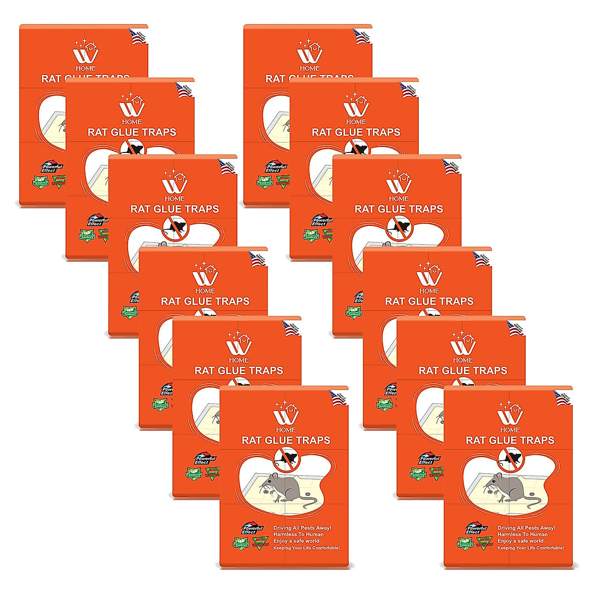 WBM Home Rat Pads, Enhanced Stickiness, Equipped with Protective Cover Glue Traps, 12 Count, Small