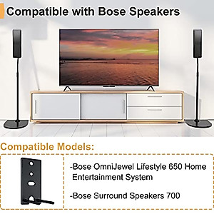 Maozhren Adjustable Stand for Bose Speaker Stands, for Bose OmniJewel Lifestyle 650, Surround Speaker 700, Floor Speaker Stand for Bose OmniJewel Floor Stand, with OmniJewel Bracket, Black (Pack of 2)