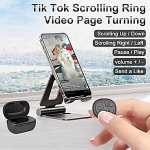 STDFORU TikTok Scrolling Ring Remote Control Kindle App Page Turner Camera Remote Shutter TIK Tok Scrolling Ring for iPhone iPad Android iOS (Black)