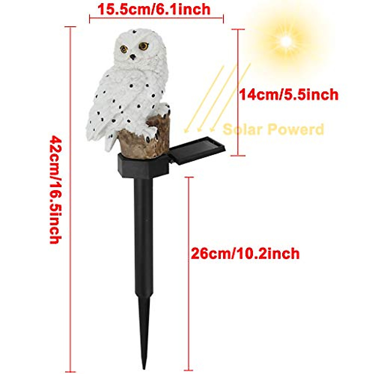 DSDecor Garden Solar Lights Outdoor Decorative Resin Owl Solar LED Lights with Stake for Garden Lawn Pathway Yard Decortions