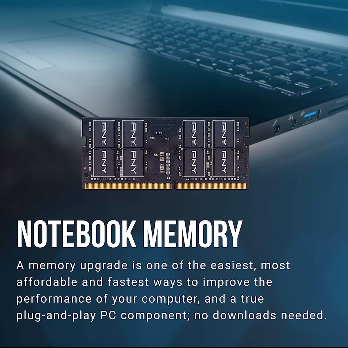 PNY Performance 8GB DDR4 DRAM 3200MHz (PC4-25600) CL22 (Compatible with 2933MHz, 2666MHz, 2400MHz or 2133MHz) 1.2V Notebook/Laptop (SODIMM) Computer Memory Kit – MN8GSD43200-TB