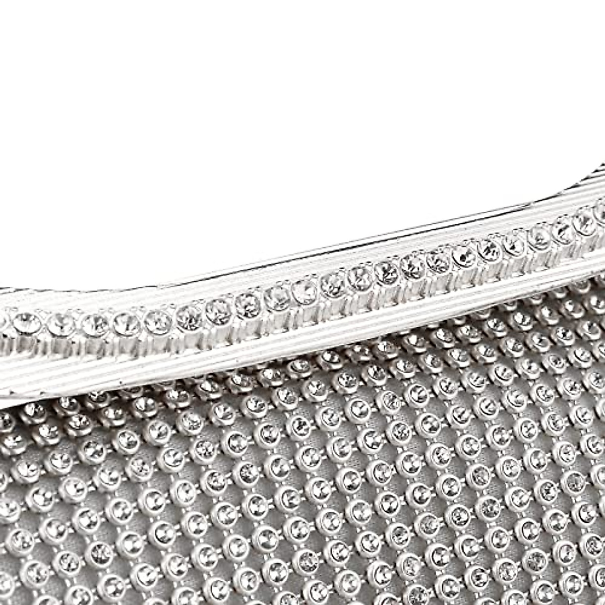 Elegant Evening Party Clutch Handbag Bling Shiny Sparkly Rhinestone Wedding Purse for Women (Silver)