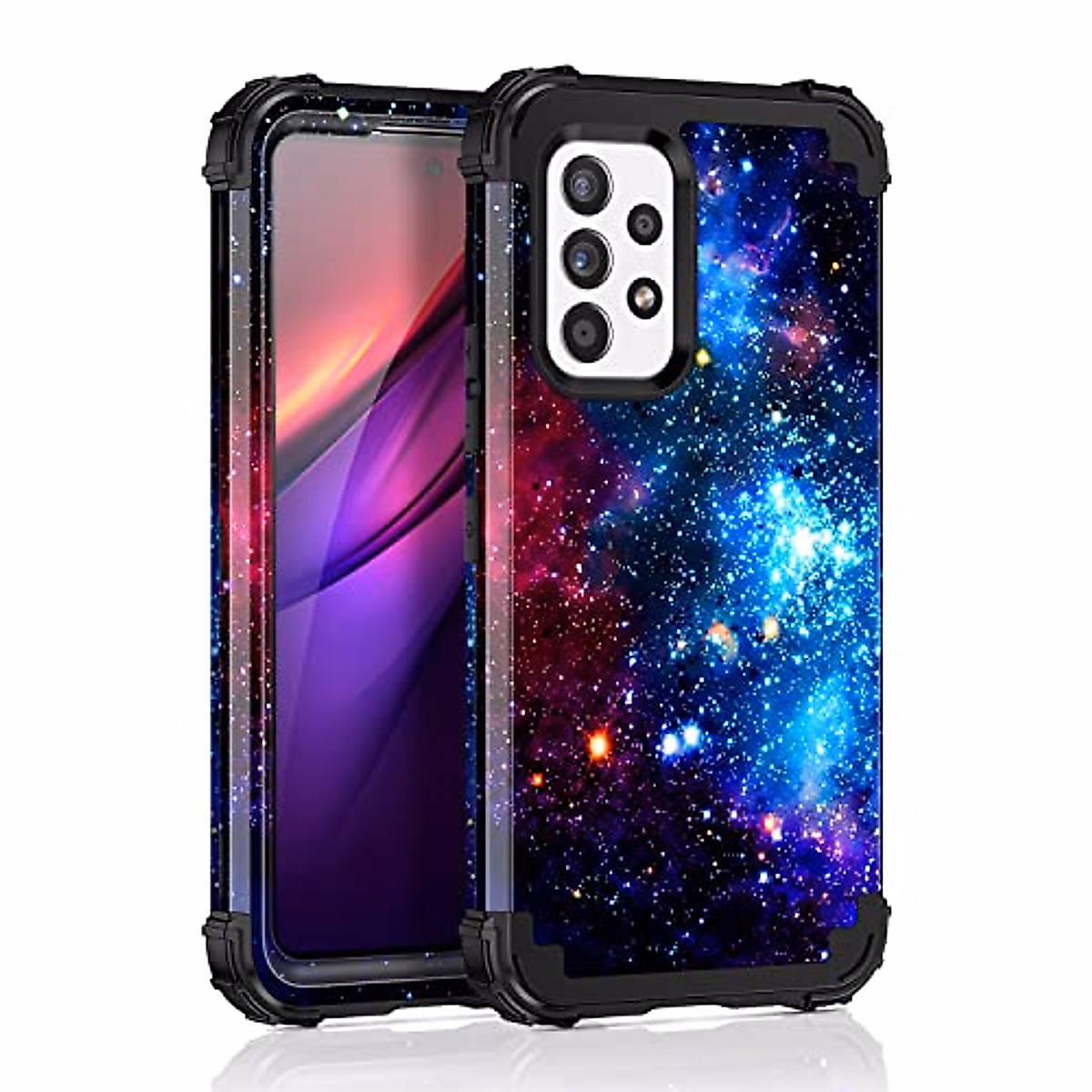 Miqala for Galaxy A53 5G Case,Glow in The Dark Three Layer Shockproof Hard Plastic+Silicone Rubber Protective Case for Samsung Galaxy A53 5G,Blue Sky