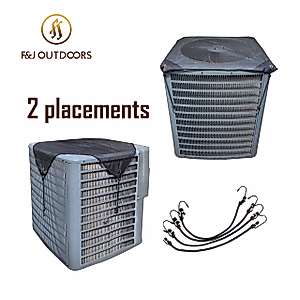 F&J Outdoors Central Air Conditioner Cover for Outside Units, Black Top Net Breathable AC Cover (Mesh, 32"x32")