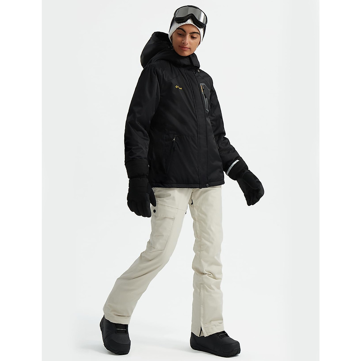 GEMYSE Women's Mountain Waterproof Ski Snow Jacket Winter Windproof Rain Jacket（Black，Medium）