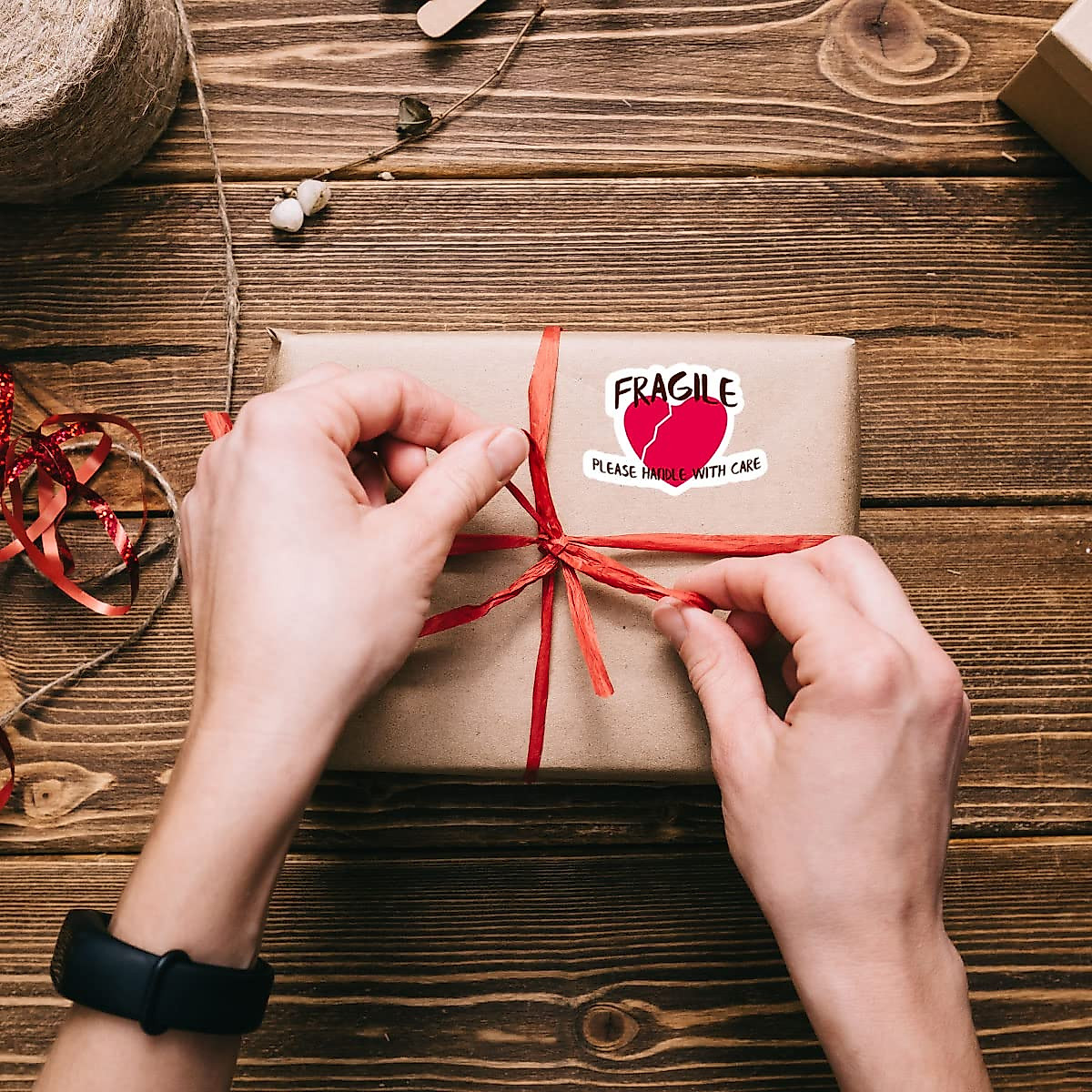 Fragile Please Handle with Care Stickers,Thank You Stickers,Handmade Stickers,Small Shop Stickers,Envelopes Stickers for Small Business, Online Retailers,Handmade Goods,500 Labels Per Roll