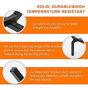 TwentyNext Fireplace Log Grate, Small 14Inch Heavy Duty Solid Steel Wood Rack Stove Firewood Holder for Indoor Hearth Outdoor Fire Pit Chimney Hearth Kindling Tool