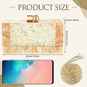 Women Acrylic Clutch Purse Acrylic Evening Clutch Bag Glitter Marble Purse Handbag Chain Shoulder Crossbody Box Bags Purse for Wedding Cocktail Party Prom