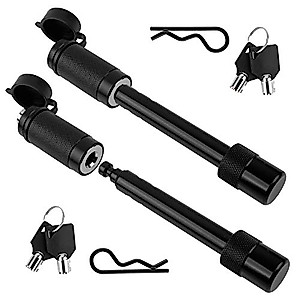 AutoEC 5/8" Trailer Locking Hitch Pin, Heavy Duty Solid Steel Tow Receiver Hitch Pin Lock with Extra Safety Clip & Anti Rattle O-Rings Fits Class III IV V 2 inches and 2-1/2 inches Receiver 2 Pack