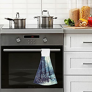 AUUXVA Sea Octopus Kraken Nautical Hanging Hand Towel for Kitchen Bathroom with Loop Absorbent Soft Hang Washcloth Tie Towels Dish Cloth Set of 2