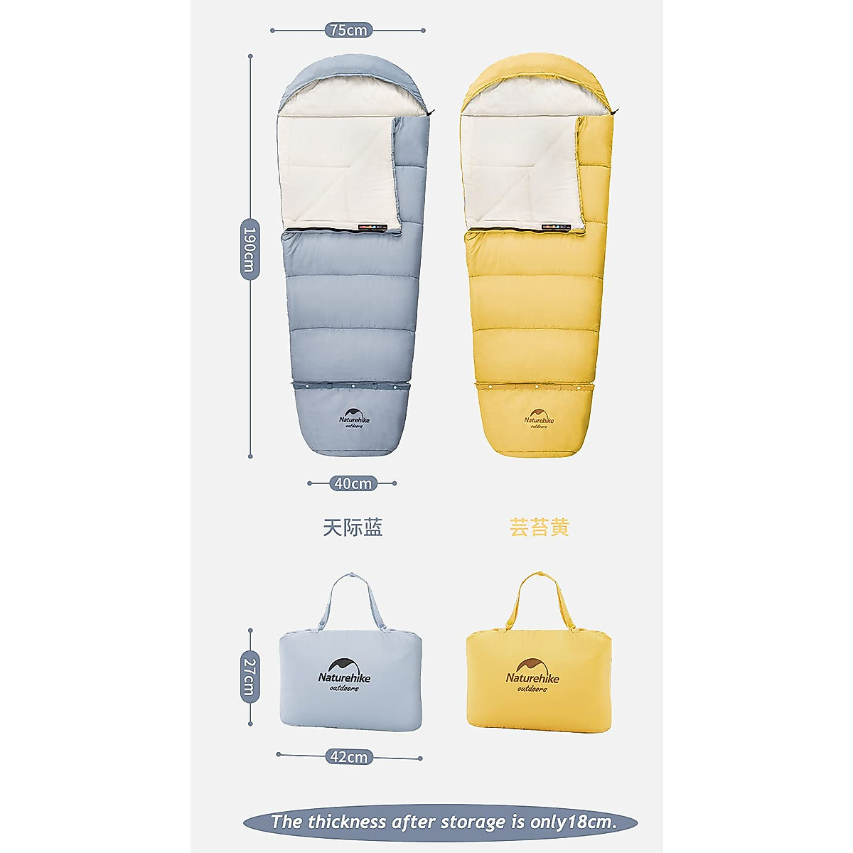 Naturehike Child's Sleeping Bag Camping Multi-Use Sleeping Sack Children's Growing Can Be Lengthen Foldable Storage Splicing Waterproof Ultralight Portable for Hiking Outdoor to Keep Warm (Yellow)