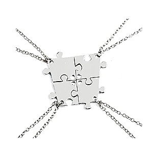ZAHSY Best Friend Necklaces for 4 BFF Best Friends Forever Gift for Women Teens Matching Heart Puzzle Necklaces for Sisters Friendship Gifts for Women Friends Christmas Gift