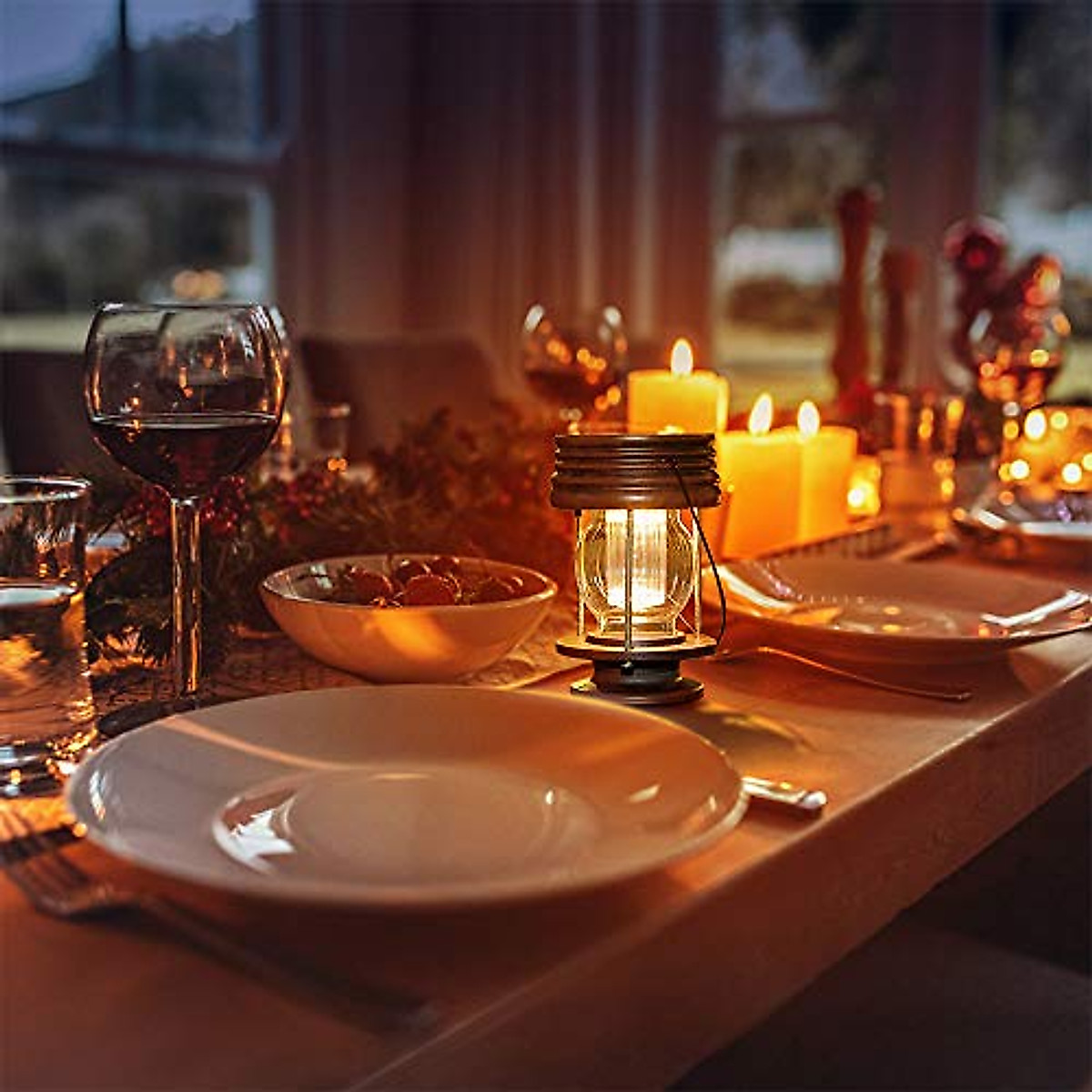 Pearlstar Solar Lantern Outdoor Waterproof Hanging Solar Garden Lights - 2 Pack Solar Powered Landscape Christmas Lanterns with Retro Design for Patio, Yard, Garden and Pathway Decor ( Warm Light )