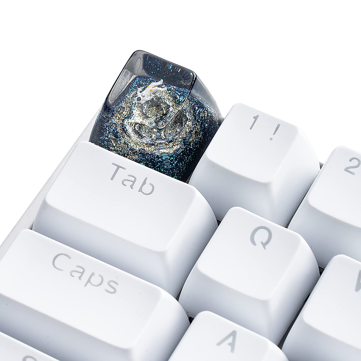 Ocean Key Artisan Keycap for DIY Replacement Handmade Resin Keycap Interstellar Resin Keycap for Switch Gaming, Cherry MX Mechanical Keyboards (Yellow)