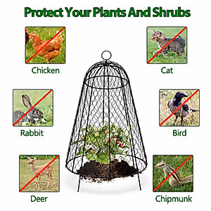 TAOMENNI (6 Packs) 14" D x 20" H Garden Cloches for Plants, Plant Cloche and Cover, Wire Plant Protectors from Animals, Protection for Your Plants and Seedlings, Heavy-Duty – Black