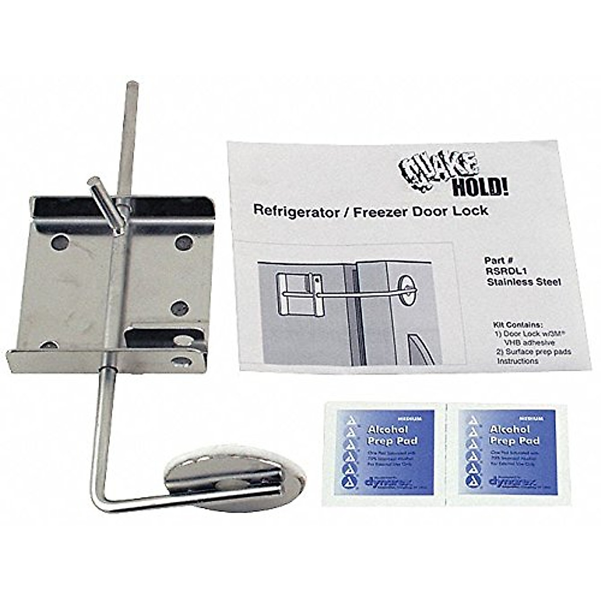Quakehold! Refrigerator/Freezer Door Lock, Silver