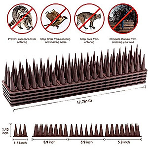 Defender Spikes, Upgraded Bird and Cat Repellent for Pigeon, Cat and Small Animals - Protect Your Sofa, Garden, Outdoor Walls, Anti Theft Climb, Plastic Security Fence Spikes, 12 Pack