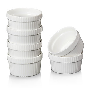 Mini Ramekins 1.5 oz, Vidalenta Dipping Sauce Cups, Tiny Ramekins Dip Bowl Porcelain Souffle Dish Set of 6, Small Ramekins Dessert Cups Small Bowls for Charcuterie Board, Microwave & Oven Safe, White