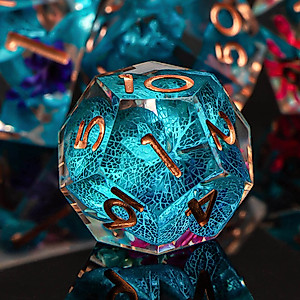 KERWELLSI DND Sharp Edge Dice Set, 7 Piece Resin Dice Set, Polyhedral Dice Set for Dungeons and Dragons Dice, Flower D&D Dice Set, RPG Role Playing D and D Dice D20 D12 D10 D8 D6 D4 with Box