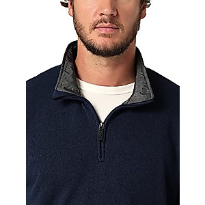Wrangler Authentics Men's Long Sleeve Fleece Quarter-Zip, Mood Indigo, Small