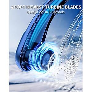 Neck Fan, Personal Fan with LED Indicator, USB-C Charging, Long-Lasting 5200mAh Battery, Hands Free Bladeless Fan with 3 Adjustable Speeds & Ultra-Quiet, Ideal for Home, Travel & Outdoor