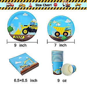 Construction Themed Birthday Party Supplies for Boys - Dump Truck and Tractor Party Decorations Set For Kids,Include Plates,Cups,Napkins,Balloon,Tablecloth and Banner,24 Guests,235 Pcs