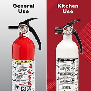 Kidde Kitchen Fire Extinguishers for Home & Office Use, 2 Pack: One 1-A:10-B:C and One Specialty Kitchen Extinguisher, Wall Mount & Strap Brackets Included