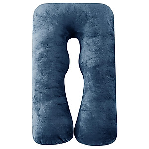 WhatsBedding Pregnancy Pillows for Sleeping,Memory Foam Filling U Shaped Pregnancy Pillows Full Body Pillow for Pregnancy with Velvet Cover (55 inches, Blue)