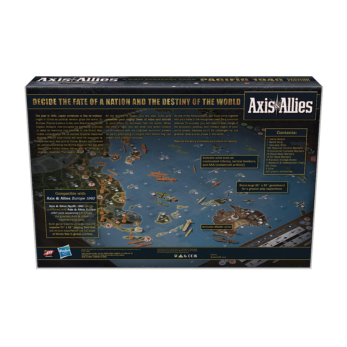 Avalon Hill Axis & Allies Pacific 1940 Second Edition WWII Strategy Board Game, with Extra Large Gameboard, Ages 12 and Up, 2-4 Players