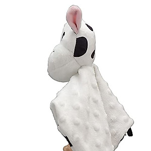 Baby Security Blanket, Cartoon Security Blanket Stuffed Animal Soft Plush with Pacifier for Teething Period (Cow)