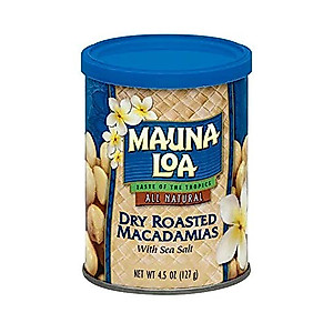 Mauna Loa Dry Roasted Macadamia Nuts 4.0oz Tin Can (Pack of 6)